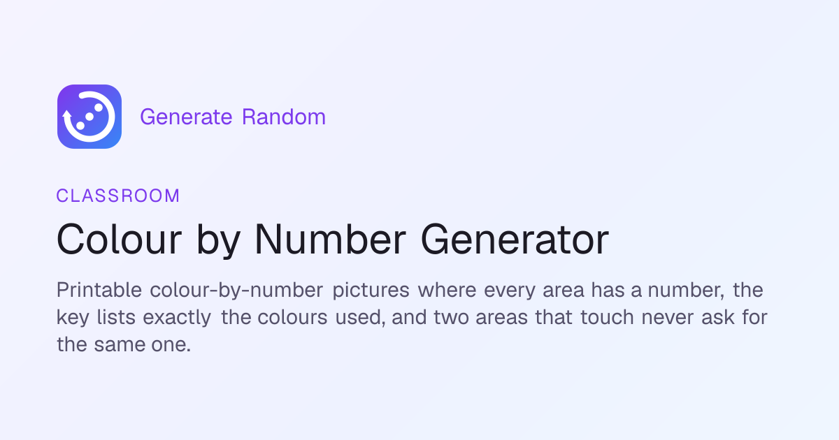 Colour By Number Generator — Printable Pictures With A Matching Key 2979